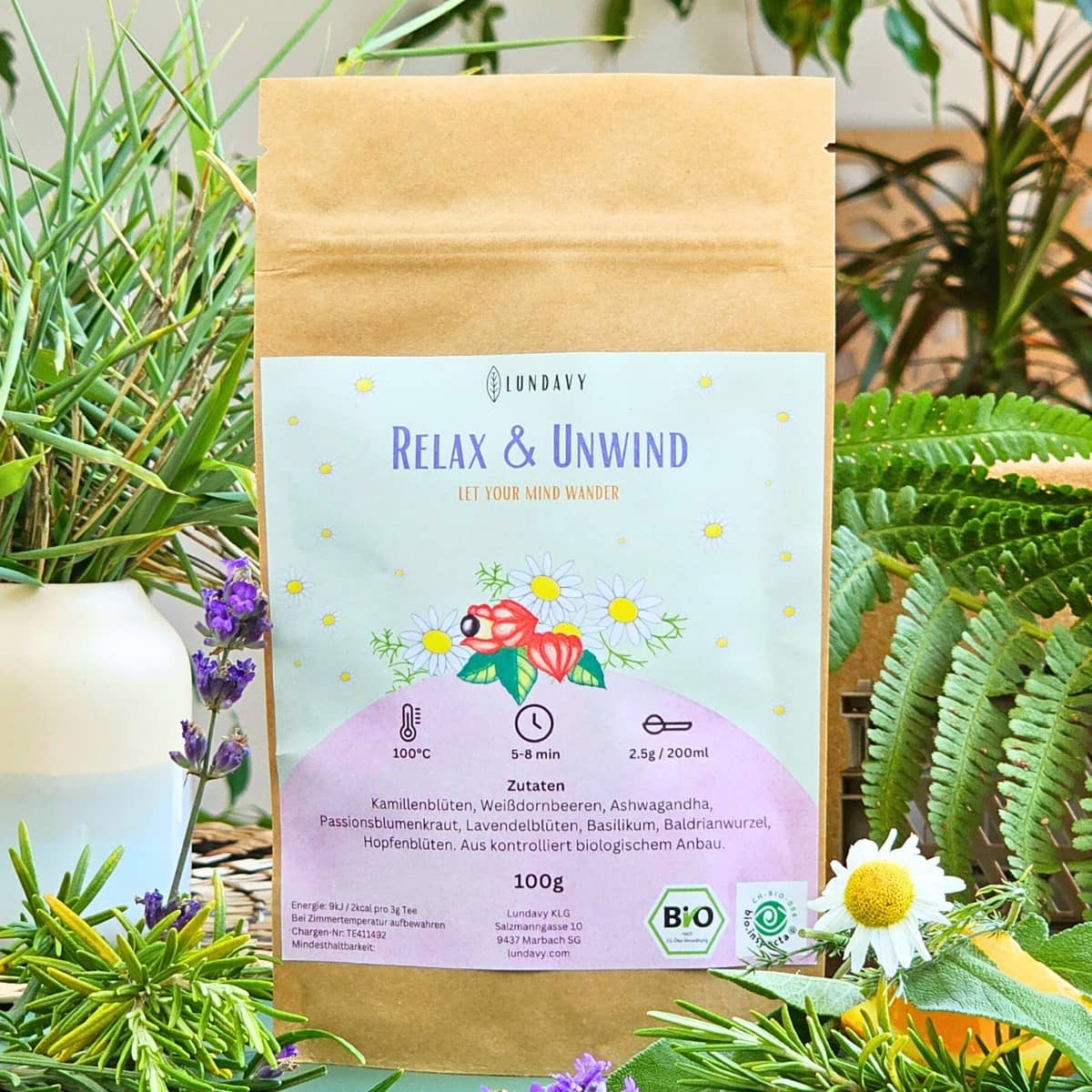 BIO Entspannungstee Relax & Unwind | Deine Tasse Entspannung | Lundavy